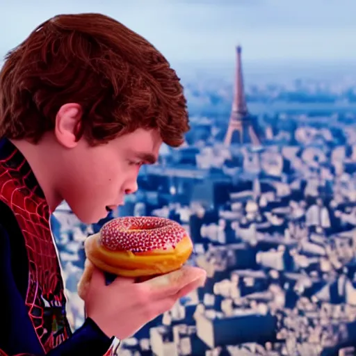 Anakin Skywalker eating a donut with spider man on top | Stable ...