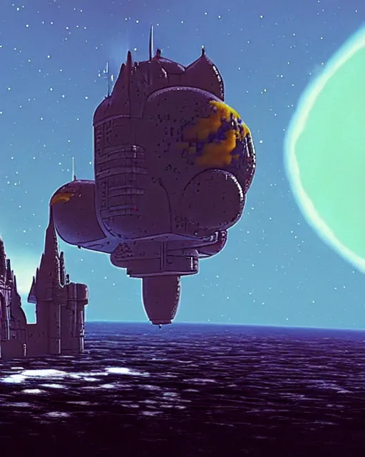 a castle in outer space floating next to a destroyed | Stable Diffusion ...