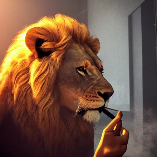 a lion smoking a cigar, dramatic lighting, cinematic | Stable Diffusion