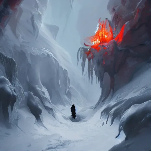 a man explores the icy corners of hell, fire demons, | Stable Diffusion | OpenArt
