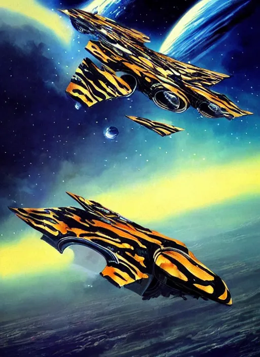 futuristic space fighter craft, tiger stripes, cosmic | Stable Diffusion | OpenArt