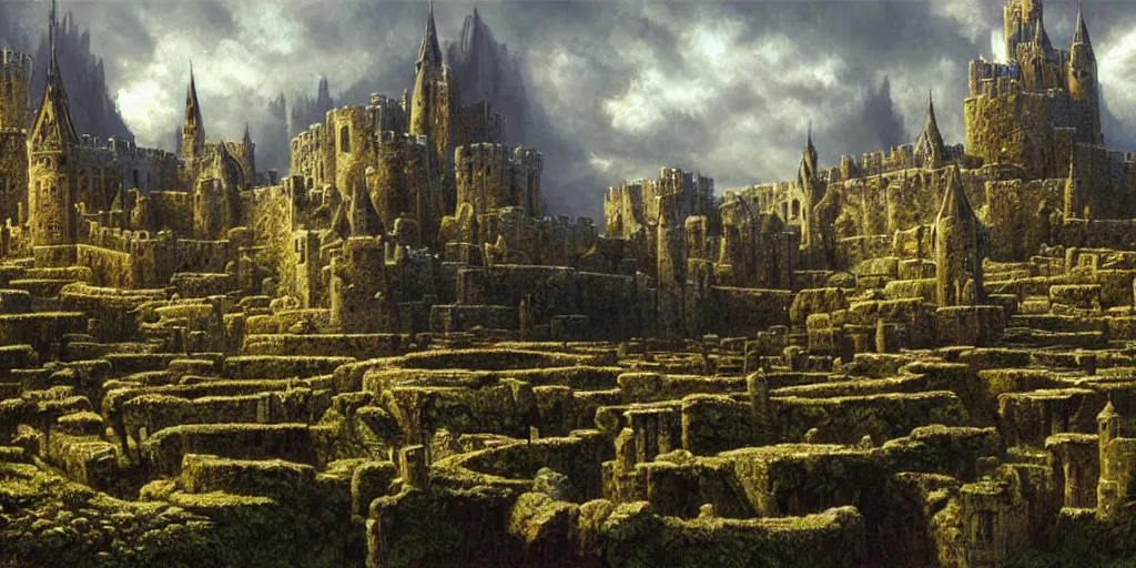 Fantastical open landscape by Ted Nasmith, sprawling | Stable Diffusion