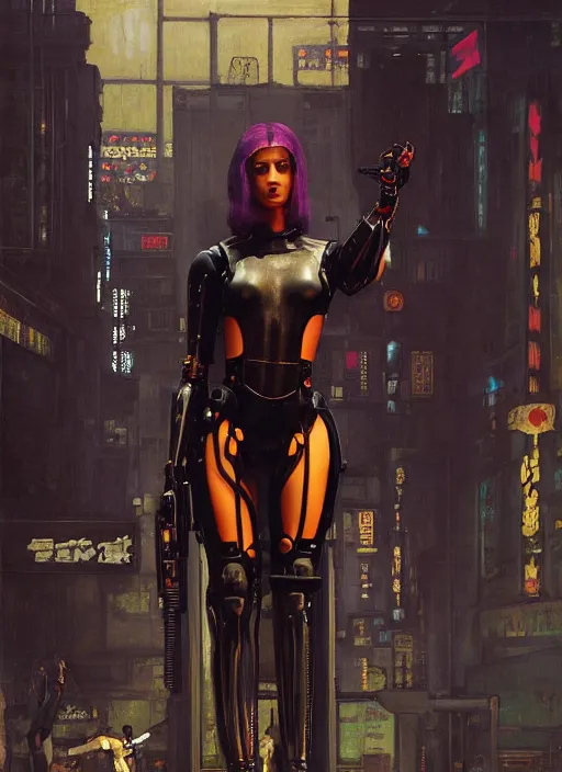 Menacing Cyberpunk policewoman towering with robotic | Stable Diffusion | OpenArt