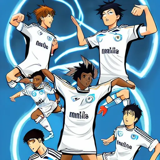 olympique de marseille soccer team, anime style like | Stable Diffusion ...