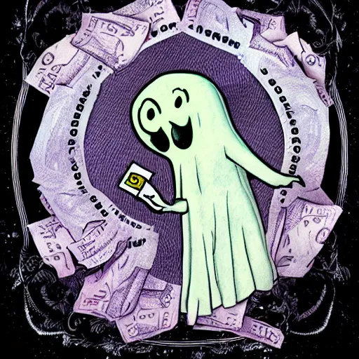 cute ghost holding a dollar bill, illustration | Stable Diffusion | OpenArt