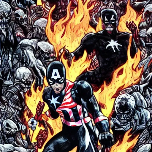 Black skeletons burning in white fire, hand drawn | Stable Diffusion ...