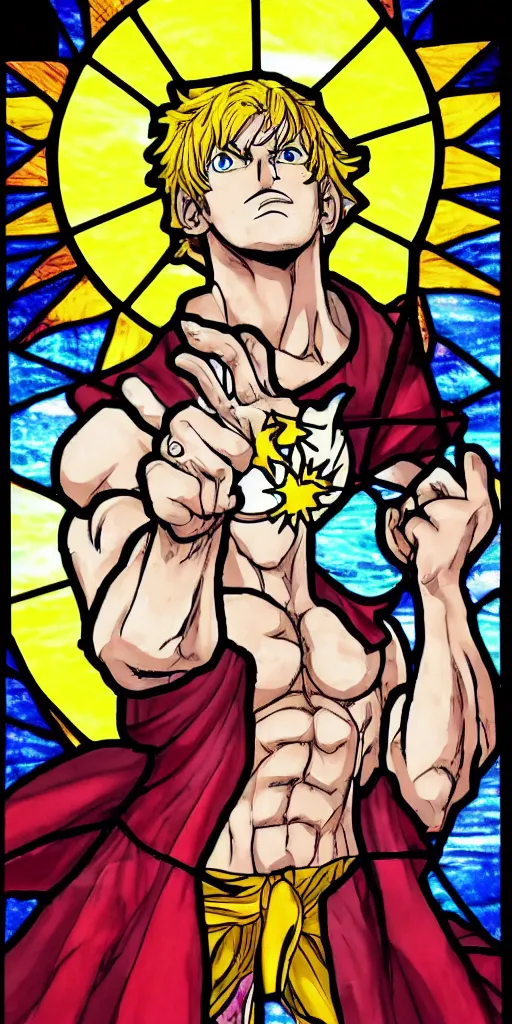 epic stained glass artistic portrait of Escanor of 7 | Stable Diffusion ...