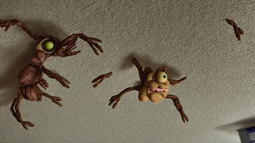 A claymation of a strange creature crawling on the | Stable Diffusion ...