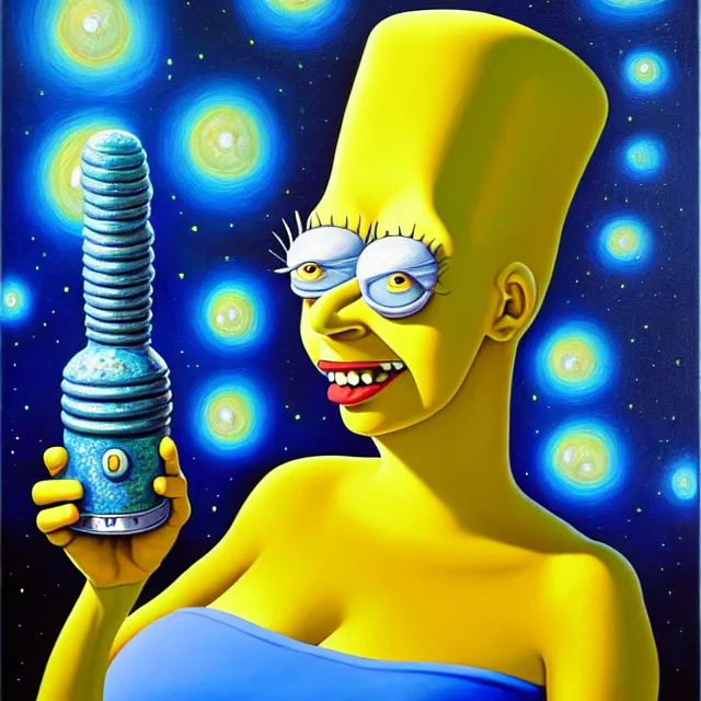an oil on canvas portrait painting of marge simpson, | Stable Diffusion | OpenArt