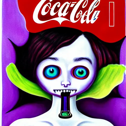 painting of the coke logo personified as a soda themed | Stable Diffusion