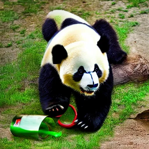 A panda is drinking the coke-cola , high resolution | Stable Diffusion