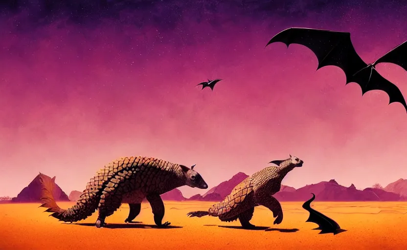 pangolin and bat in australia desert, beautiful | Stable Diffusion ...