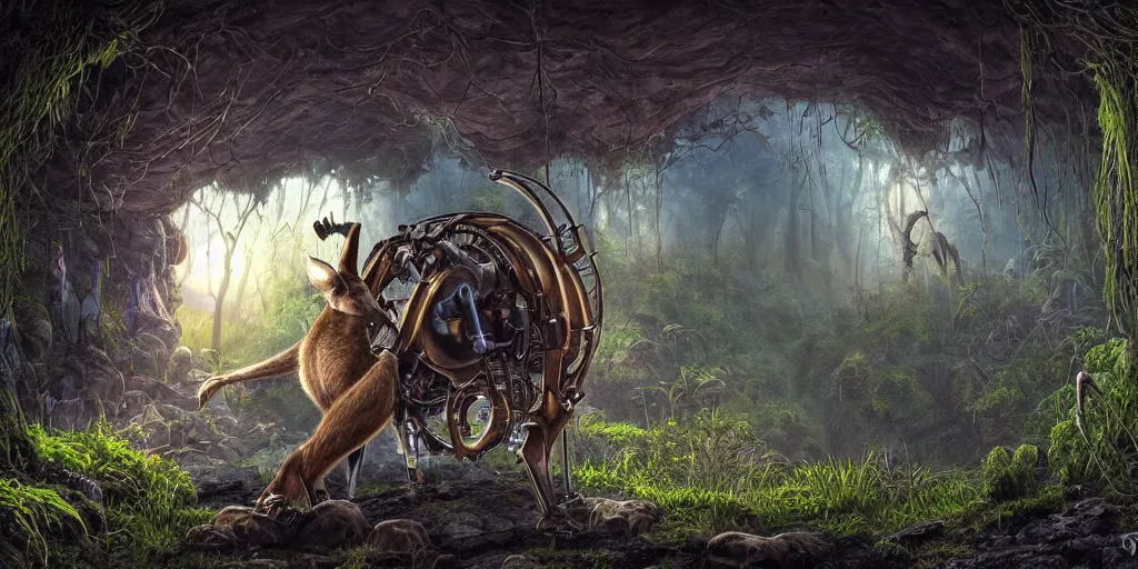 magnificent mechanical steampunk kangaroo looking | Stable Diffusion ...