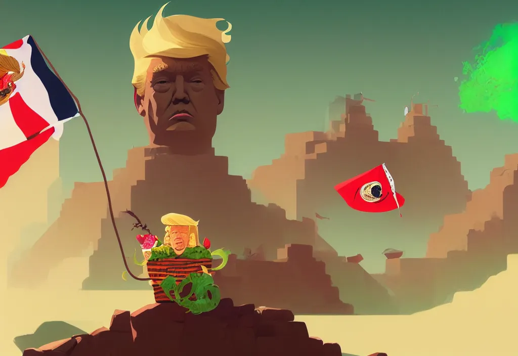 portrait of donald trump with taco and mexican flag, | Stable Diffusion