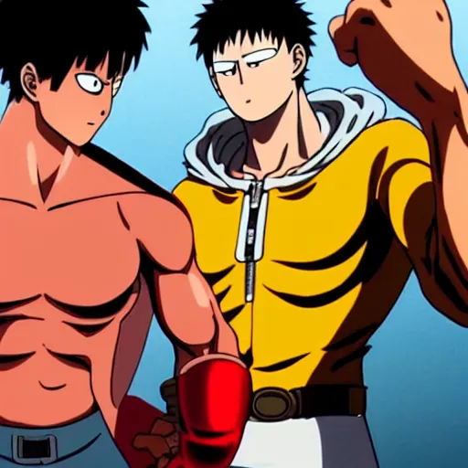 ripped shirtless saitama one punch man with max | Stable Diffusion ...