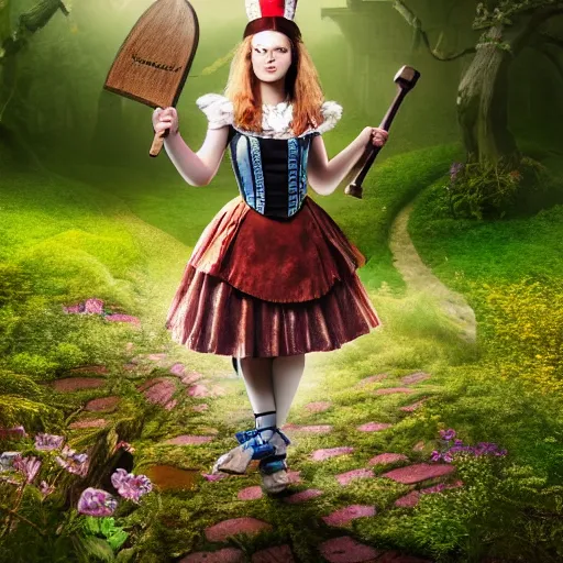 photo of a alice in wonderland warrior with an axe, | Stable Diffusion ...