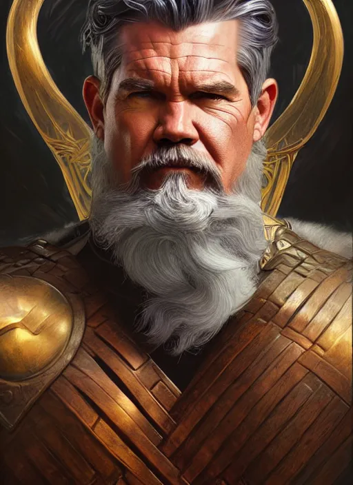 Portrait of Josh Brolin as Odin, D&D, muscular, | Stable Diffusion
