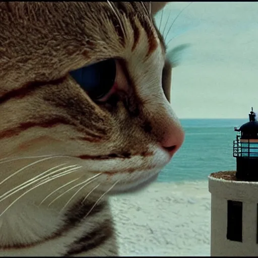 cat in a lighthouse with binoculars looking at the | Stable Diffusion ...