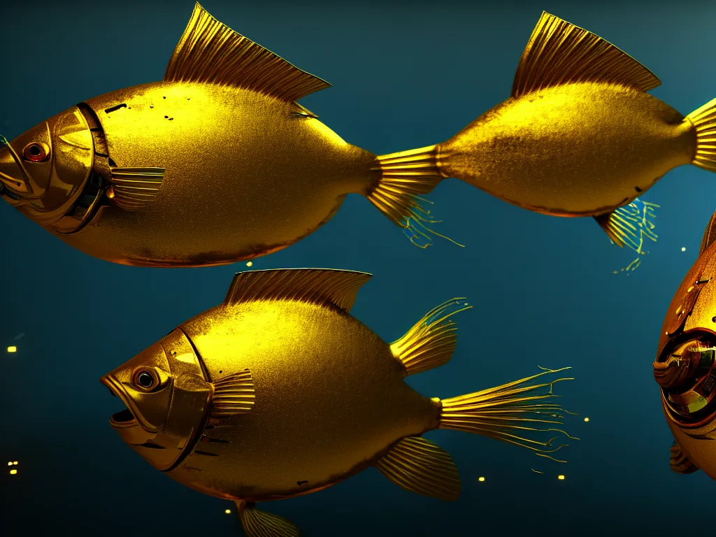 film still of a mechanical golden fish science fiction | Stable ...