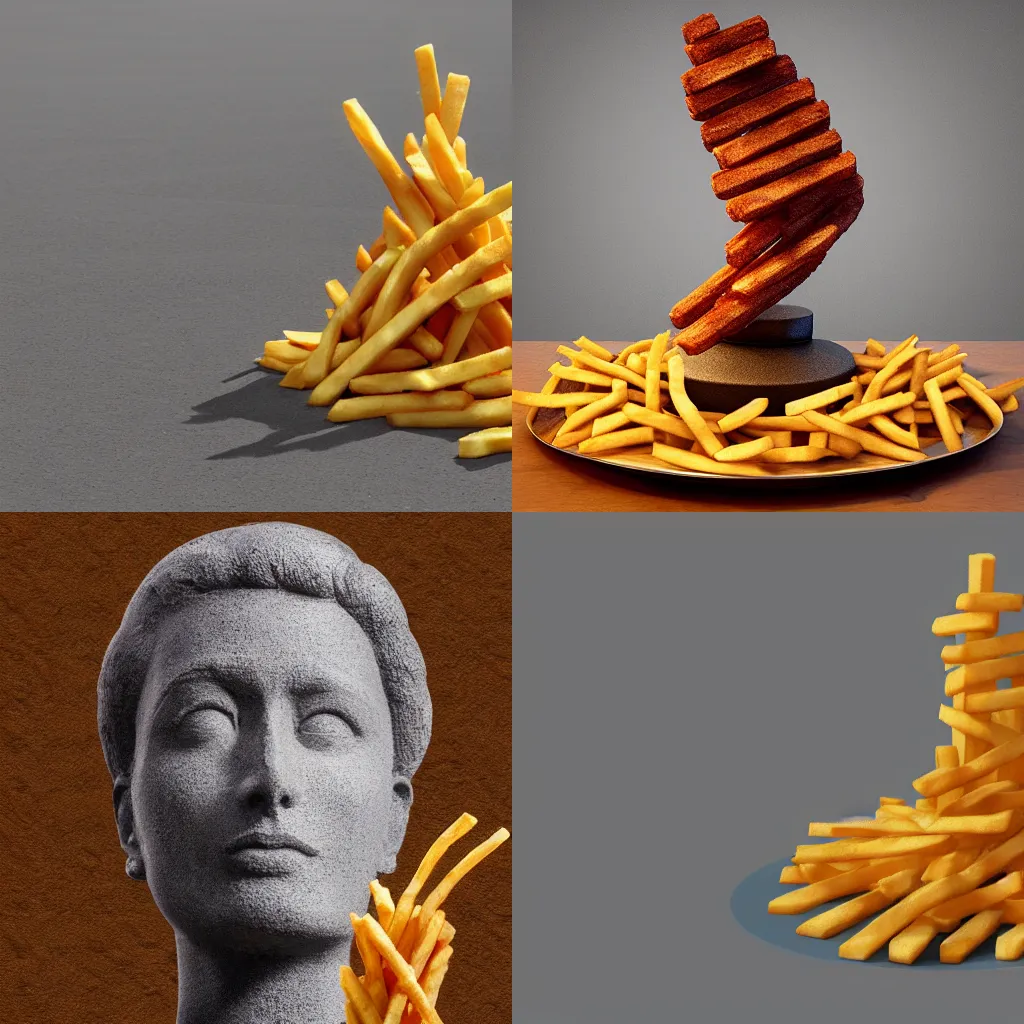 Statue Built With French Fries, 4K, Photorealistic | Stable Diffusion | OpenArt