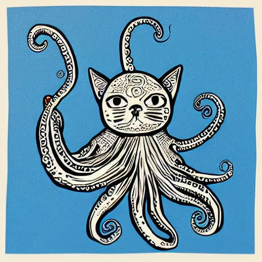 octopus cat hybrid, linocut | Stable Diffusion | OpenArt