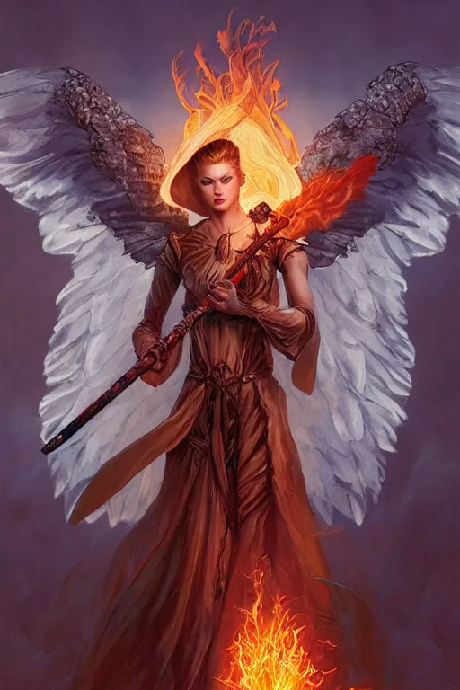 portrait of the devotion angel wizard wearing flaming | Stable ...