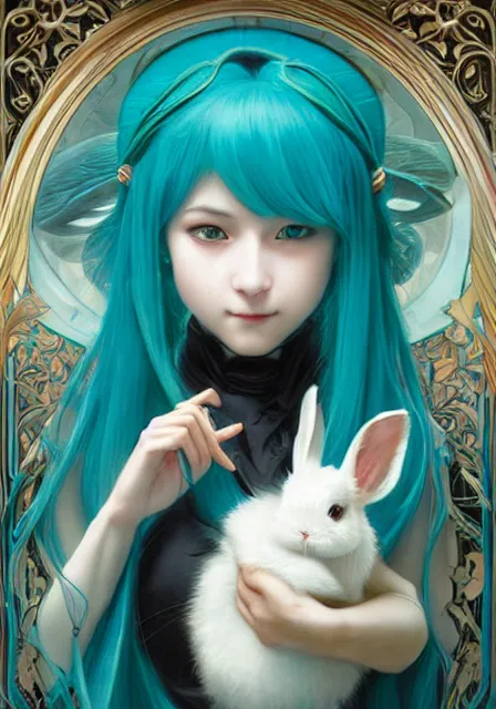 hatsune miku holding a bunny, intricate, elegant, | Stable Diffusion ...