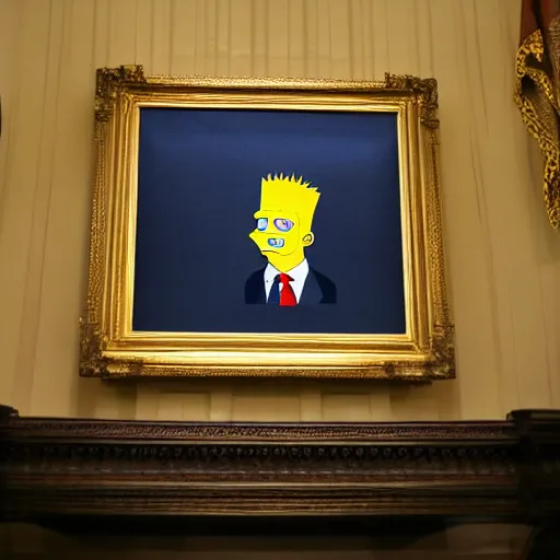 Bart Simpson in a President Portrait on the wall of | Stable Diffusion ...