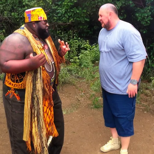 fat chuck meets an african shaman | Stable Diffusion