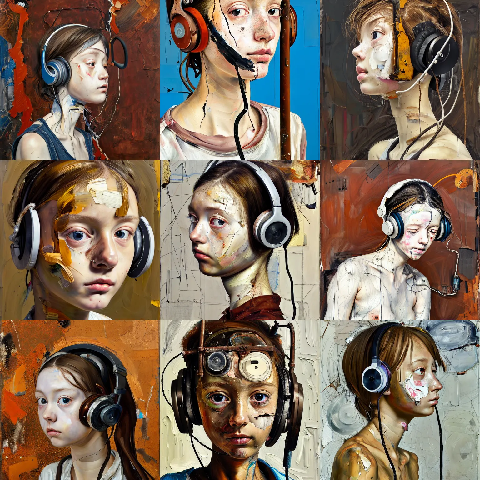 an portrait a cute anime girl with headphones, front | Stable Diffusion ...