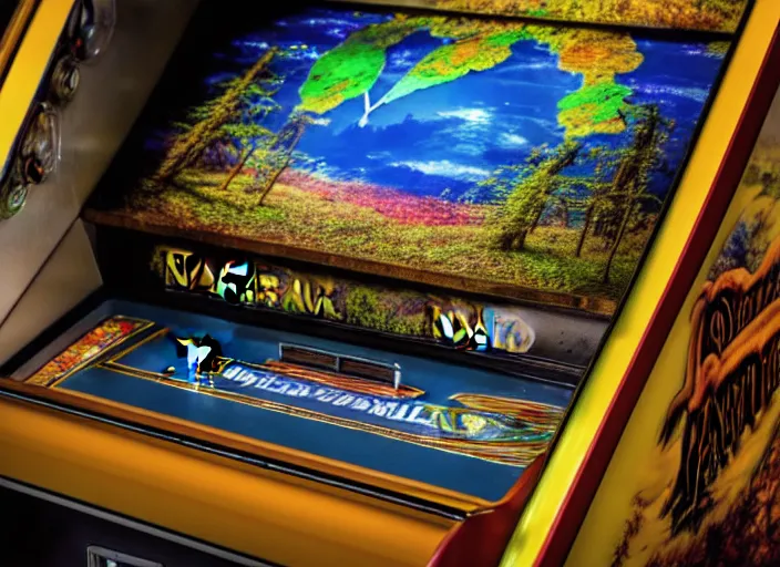 nature photography of a pinball machine in it's | Stable Diffusion ...