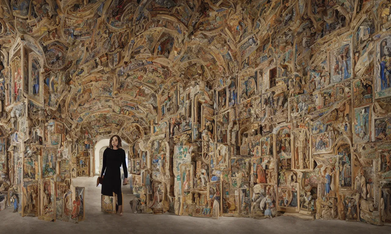 giovanna pillaca standing inside el retablo digital, | Stable Diffusion ...