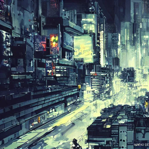 concept art of tokyo city taken from drone by yoji | Stable Diffusion ...