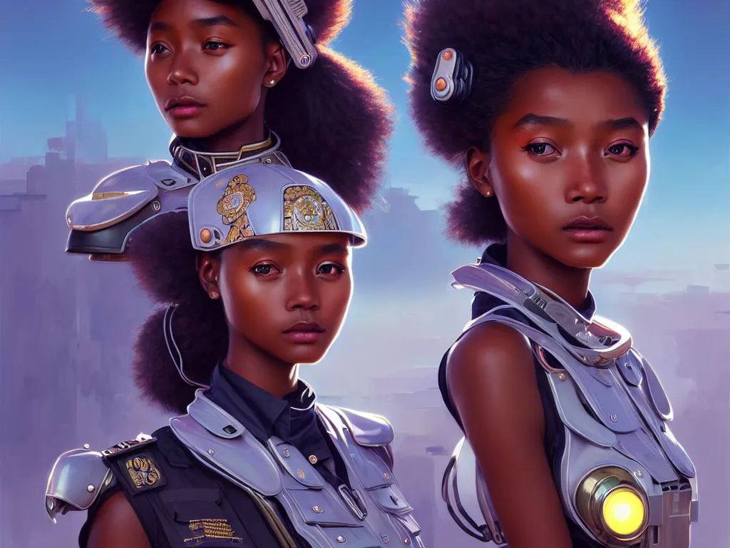 portrait futuristic madagascar police uniform girl, at | Stable ...