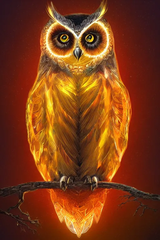 radiant owl, glowing amber, autumn colours, highly | Stable Diffusion ...