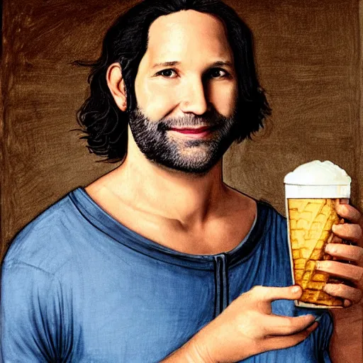 portrait of paul rudd enjoying a pint of ice cream, | Stable Diffusion ...