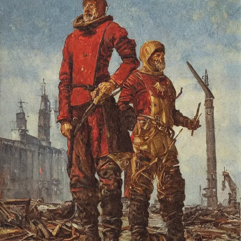 Portrait of a Soviet sailor wearing late medieval | Stable Diffusion