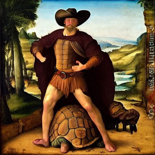 “a renaissance painting of a tortoise as a confused | Stable Diffusion