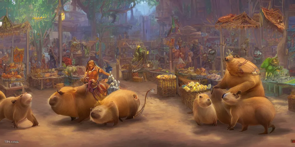 The capybara market, art by World of Warcraft Art | Stable Diffusion