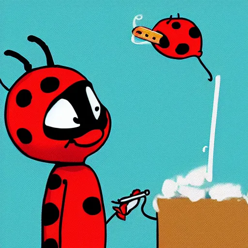 a digital painting of a cartoon ladybug smoking a | Stable Diffusion ...