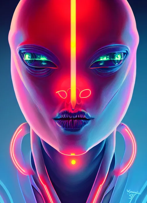 symmetry!! portrait of three legged alien hybrid, tech | Stable ...