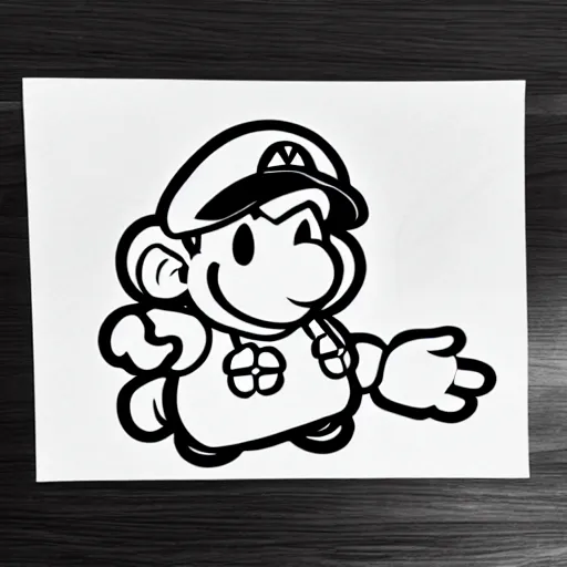 paper mario, hand drawn, clear, sharp lines, black and | Stable ...