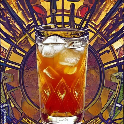 ice - t, trapped in tall iced tea glass, by alfons | Stable Diffusion