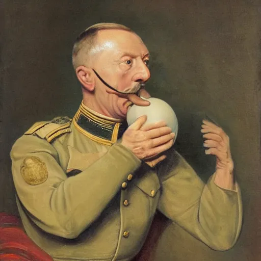 portrait of general Mannerheim eating a bowling ball, | Stable Diffusion