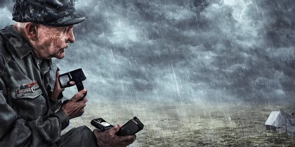 battle scarred veteran in a bunker playing his Gameboy | Stable ...