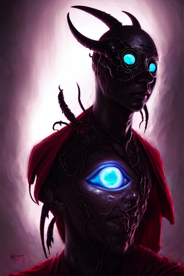 a striking portrait of a pitch black masked eldritch | Stable Diffusion ...