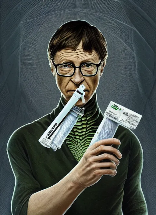 a reptile as a bill gates!!!, holding a syringe!!, | Stable Diffusion ...