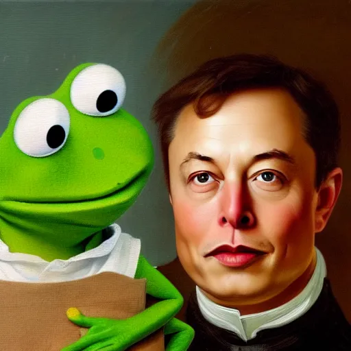 elon musk ( left ) and kermit the frog in an 1 8 5 5 | Stable Diffusion ...