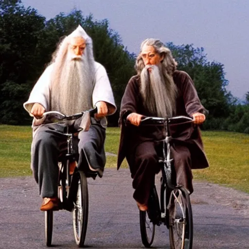 gandalf and harry potter riding a tandem bicycle | Stable Diffusion ...