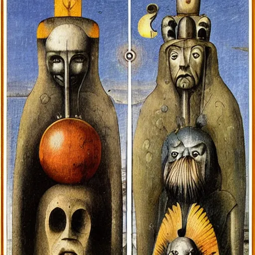 Hieronymus Bosch esoteric totem poles | Stable Diffusion | OpenArt